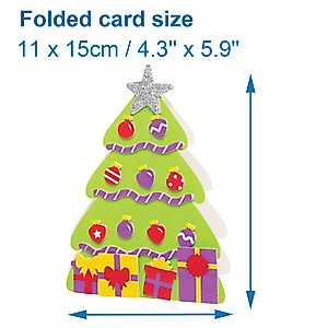 Baker Ross AX594 Christmas Tree Mix & Match Card Kits - Pack of 6, Personalize Your Own Festive Cards, Arts and Crafts for Kids