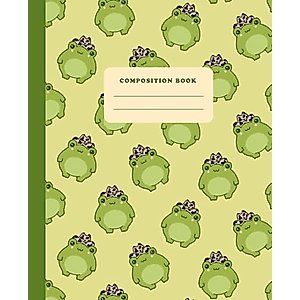 Composition Book: Cute Cowboy Hat Frog | College Ruled Lined Journal | Kawaii Cottagecore Aesthetic Notebook for School