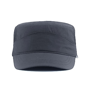 FASHIXD Mesh Military Cap Plus Size Hats for Men Summer XL Army Hats Quick Qry Short Bill Hat Cadet Cap (as1, Alpha, x_l, Dark Grey)