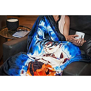 JUST FUNKY Dragon Ball Super Goku Large Anime Fleece Throw Blanket | Official Dragon Ball Super Throw Blanket | Collectible Anime Throw Blanket | Measures 60 x 45 Inches