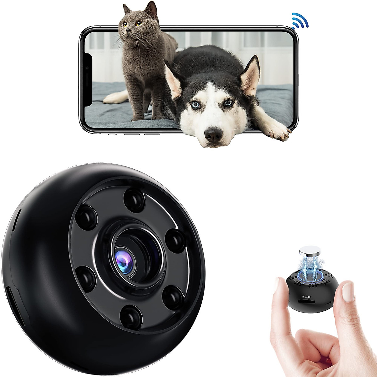 JesCookal Hidden Camera WiFi Mini Spy Camera Wireless HD 1080P Small Camera with Motion Detection for Home Security and Outdoor Nanny Cams