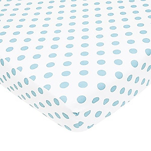 American Baby Company 100% Cotton Percale Standard Crib and Toddler Mattress Bundle, Blue Dots Fitted Sheet and Skirt, for Boys and Girls