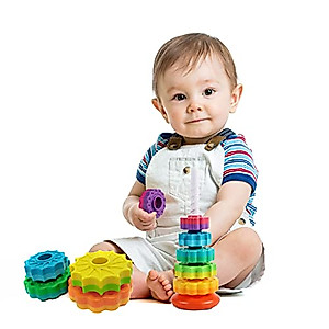 LBAIBB (1 PCS Spinning Stacking Toys,Spin Toys for Toddlers 1-3,Strong ABS Plastic,Rainbow Spin Tower,Autism Spin Stack Toys,Suitable for Gifts for Boys and Girls
