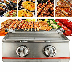 2 Burners Gas BBQ Grill, Stainless Steel Tabletop Smokeless Outdoor Barbecue Cooker Gas Grill Tabletop Grill Portable Grill for Kitchen, Camping, Outdoor, Tailgating, or Picnicking