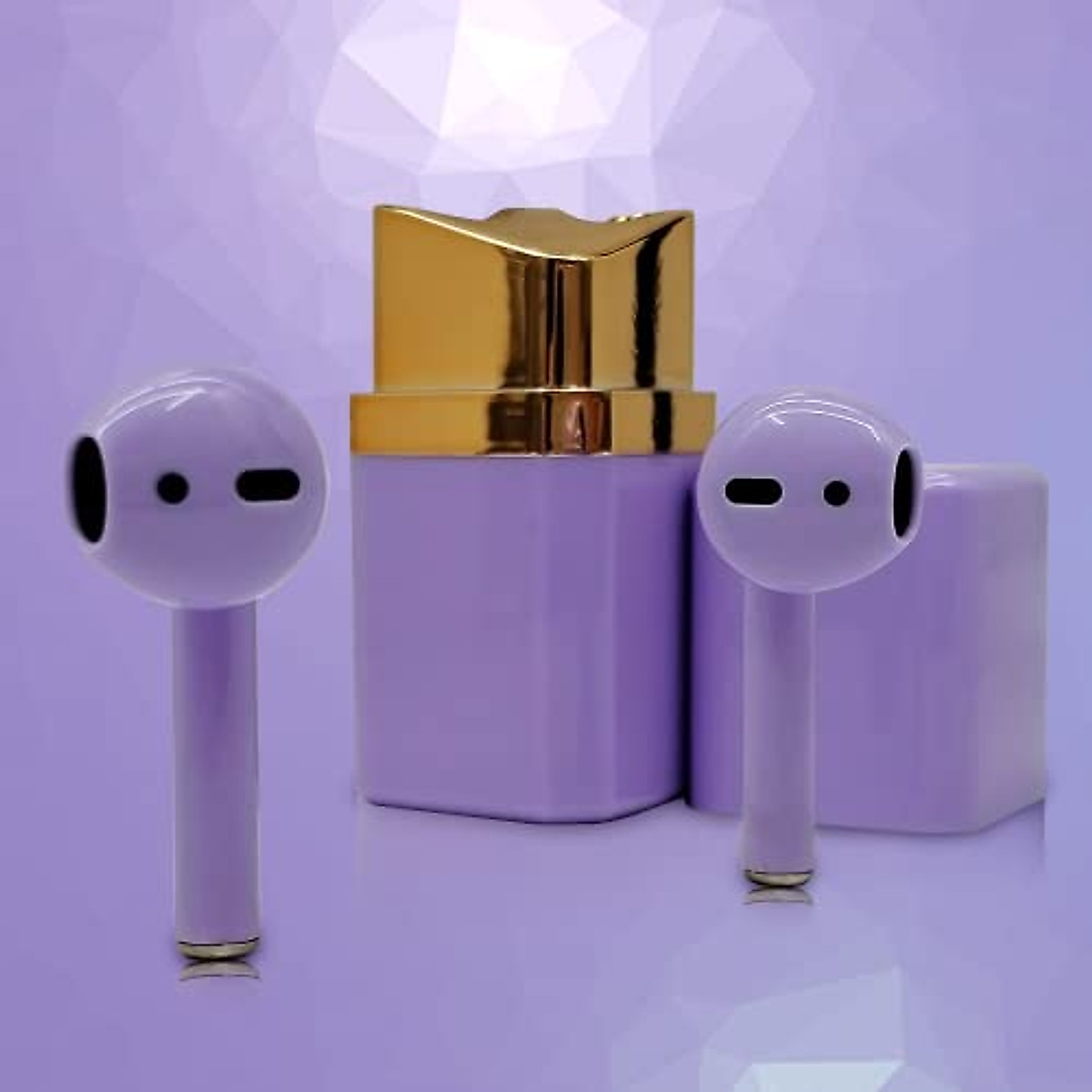 Conchpeople Portable Bluetooth Wireless Earbuds, Premium Fidelity Sound Quality 90H Long Standby Headphones with Dual Mic, Mobile Bluetooth Headset Lipstick Design for Girls and Women (Purple)