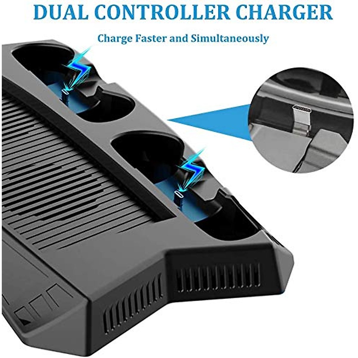 Vertical Stand with Cooling Fan for Playstation 5 and PS5 Digital Edition, Dual Controller Charging Station Horizontal Organizer with 3 USB Hub for DualSense 5…