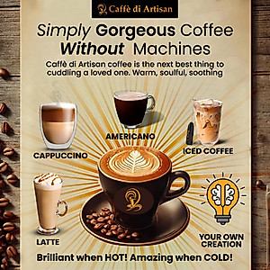 Caffè di Artisan Liquid Coffee Pods – Premium Single-Serve Coffee for Cold Brew, Iced Coffee & Hot Coffee – Machine-Free, Eco-Friendly, Ready in Seconds. Rich Raro Arabica, Medium Roast with Frother – 24 Count.