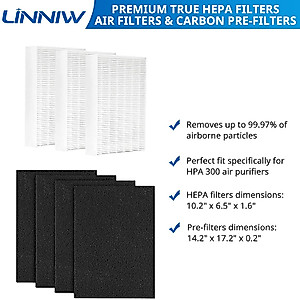 HPA300 HEPA Filter R for Honeywell HPA300 Replacement Filters - 3 HPA300 Filters & 4 Pre-Cut Pre-Filters Compatible with Honeywell Filters R and HRF-R3, HRF-R2, HRF-R1, HRF-AP1