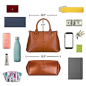 Top Handle Vegan Leather Satchel Bag For Women (Black) Retro Faux Casual Purse Classic Vintage Simple Shoulder Handbag