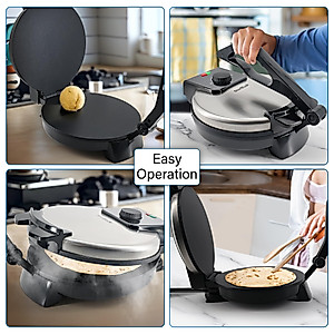 10inch Roti Maker by StarBlue with FREE Roti Warmer and Removable Handle - The automatic Stainless Steel Non-Stick Electric machine to make Indian style Chapati, Tortilla, Roti AC 110V 50/60Hz 1200W