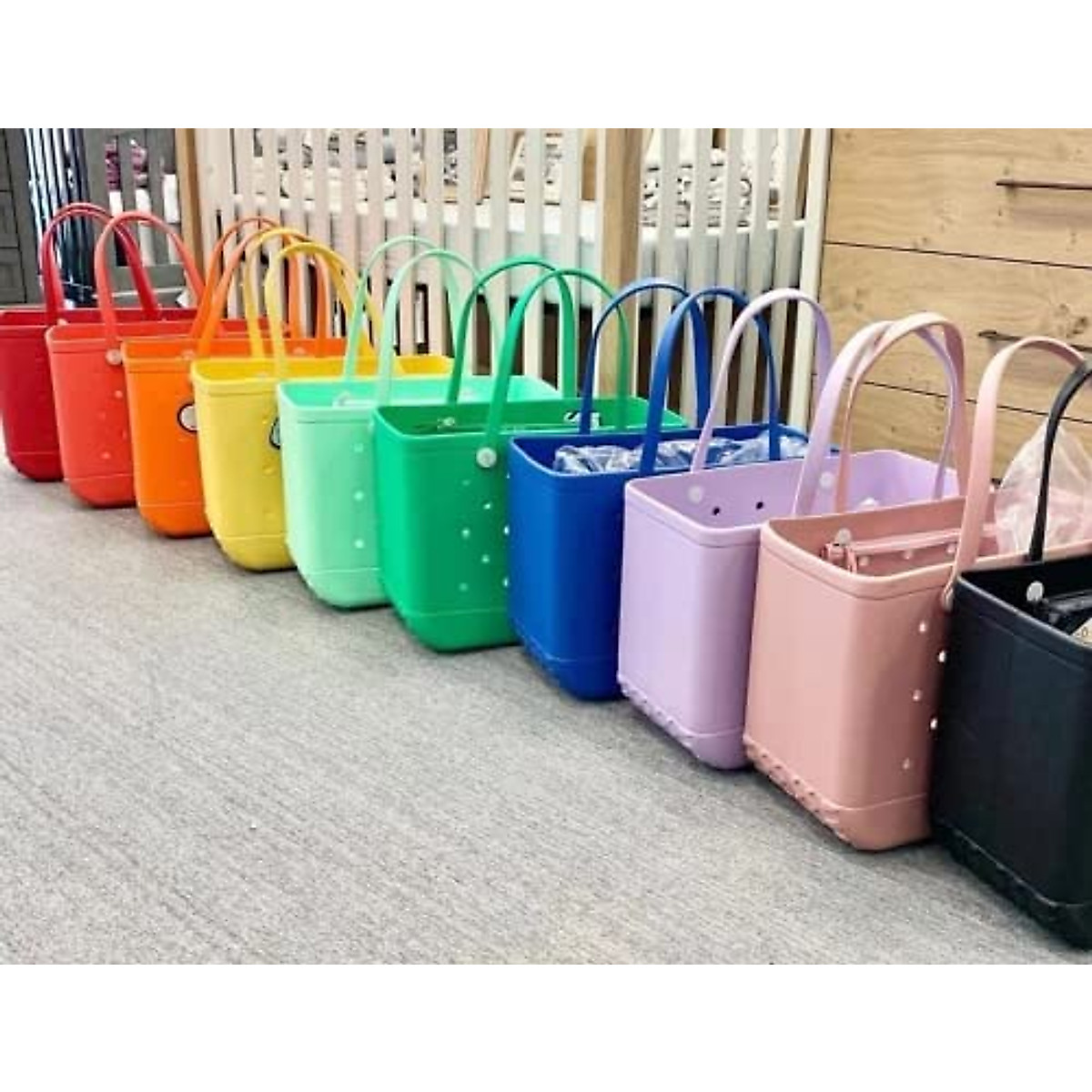 YNGCHNG Rubber Beach Bag With Swim Wet Bag,Waterproof Sandproof Washable Durable Open Tote Bag Travel Bag for Beach Outdoor (White, Large)