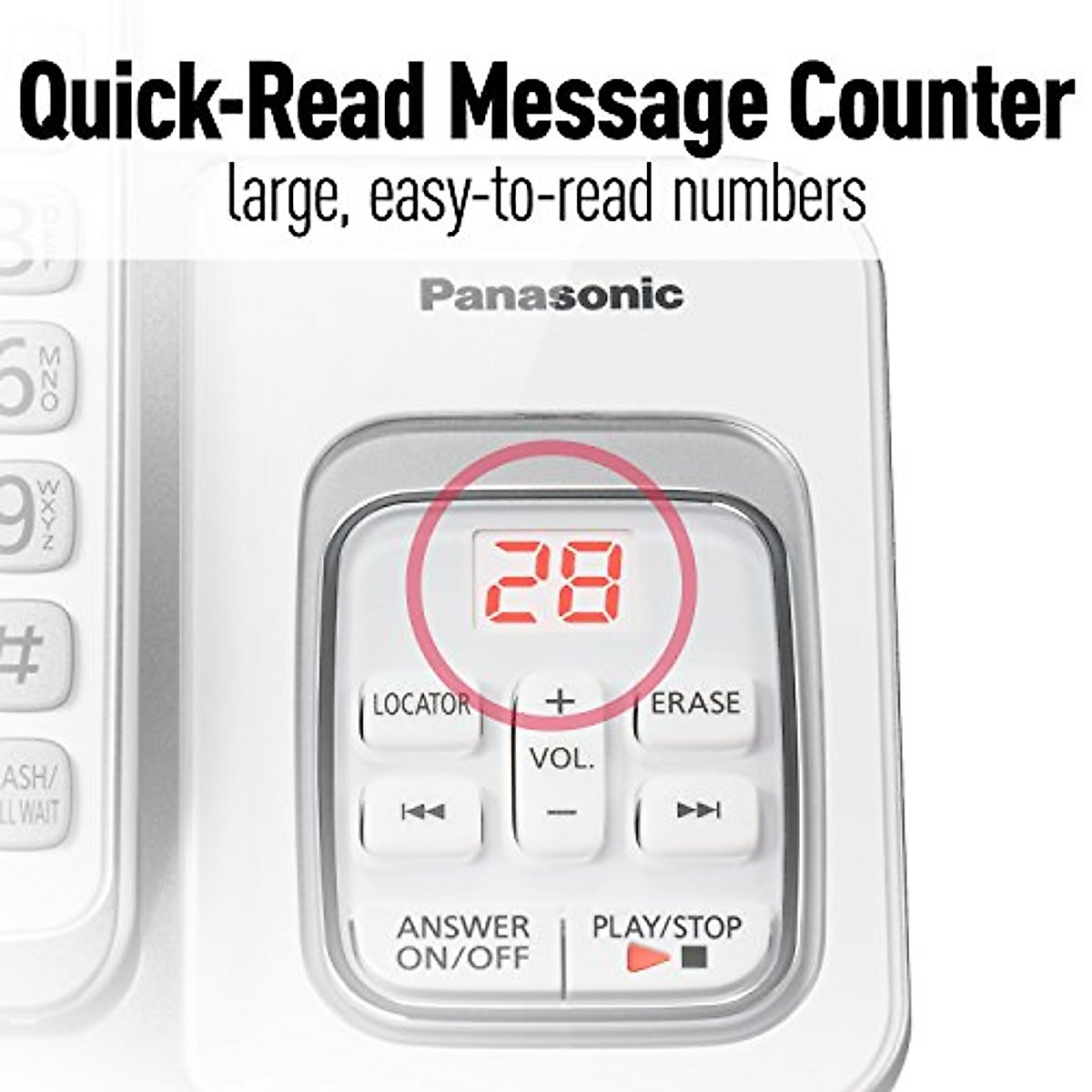 Panasonic DECT 6.0 Expandable Cordless Phone with Answering Machine and Smart Call Block - 2 Cordless Handsets - KX-TGD532W (White/Silver)