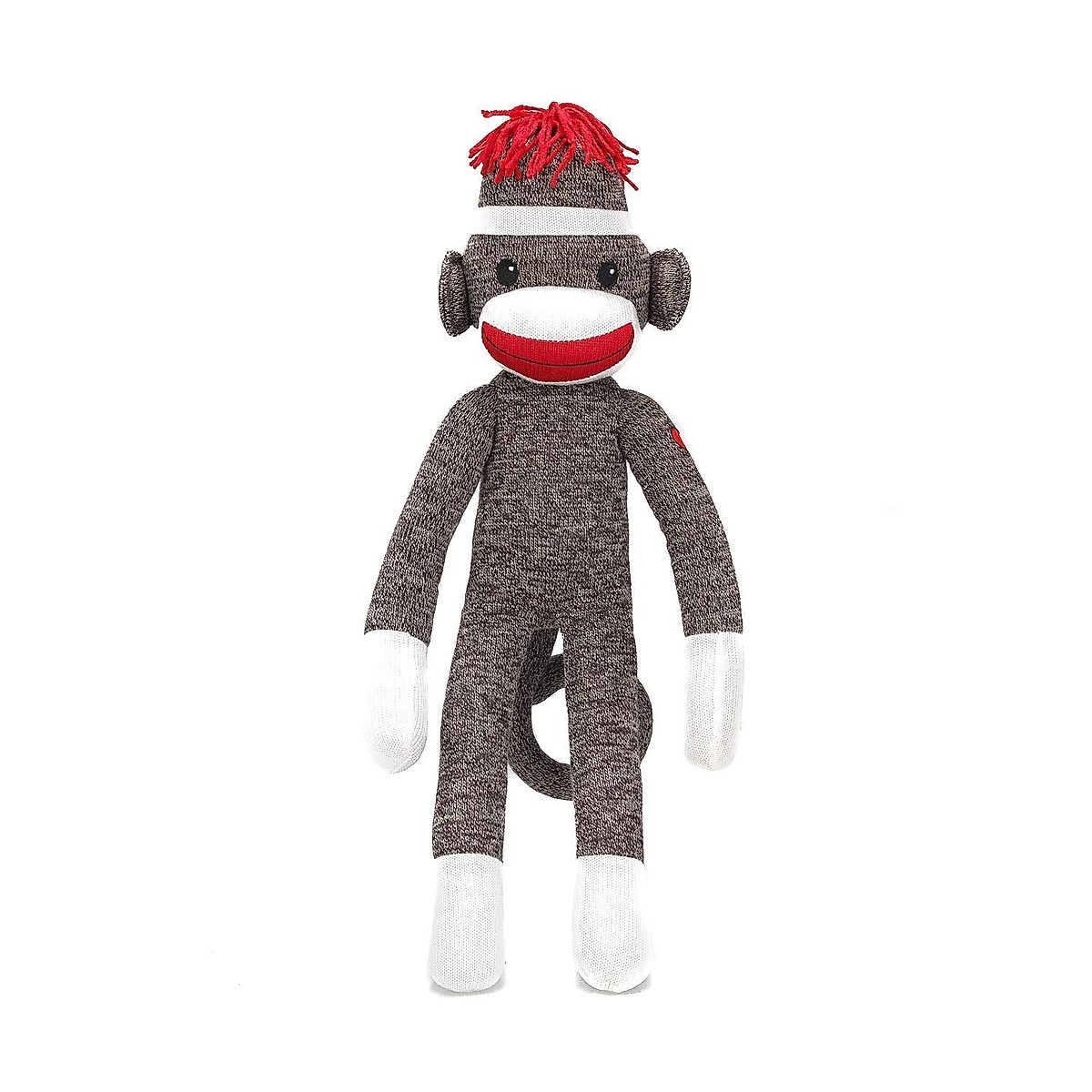 Made By Aliens Adorable Sock Monkey, The Original Traditional Hand Knitted Stuffed Animal Toy Gift-for Kids, Babies, Teens, Girls and Boys Baby Doll Present Puppet (20" Brown)