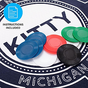 Brybelly Michigan Rummy Deluxe Edition - Strategic Mix of Hearts, Rummy, and a Poker Set - Betting & Bluffing Classic Board Games - 24-inch Rummy Royal Game Mat, 200 Poker Chips, Tripoley Card Game