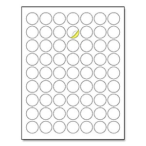 1" Round Matte White Sticker Label, Laser/Inkjet Printing - Letter Size, 30 Sheets