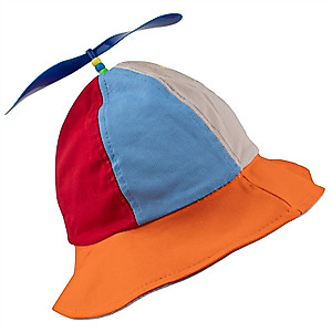 Framendino, Cute Detachable Propeller Bucket Hat Baseball Cap Helicopter Fisherman Hats Rainbow Color Orange