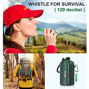 Timok Emergency Sleeping Bags Thermal-Emergency-Blankets 2 Packs Ultralight Space Blankets Survival Waterproof Outdoor Gear for Hiking, Camping, First Aid Kits, Green