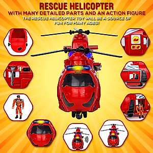 Playkidz Helicopter Toys for Boys, Toy Helicopter for Toddlers, Lights & Sounds, 17" Length, Rescue Role Playset, Play & Learn Toddler Toys Ages 3+