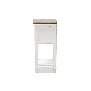 Baxton Studio Dauphine 15 3/4" Wide Weathered Oak and White Side Table