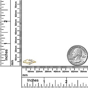 AVORA 10K Yellow Gold Simulated Diamond CZ Open Heart Ring, Size 3 - Size 3