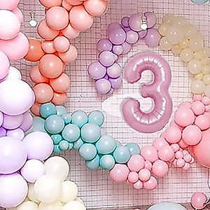 Huge Macaron Pink Number 3 Balloon Pink 3rd Birthday Party Supplies Decors for Girl Giant 3 Balloon 3 Years Old Balloon Anniversary Party Decors Digital Balloons Decor Theme Party Supplies Photo Shoot