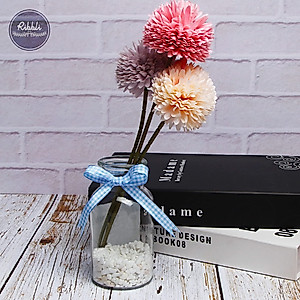 Ribbli Light Blue and White Gingham Ribbon,100% Polyester Woven Edge,3/8 Inch x 10 Yard,Plaid Ribbon Use for Baby Shower,Gift Wrapping,Party Decoration