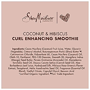 SheaMoisture Smoothie Curl Enhancing Cream for Thick, Curly Hair Coconut and Hibiscus Sulfate and Paraben Free 12 oz