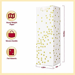 Carnation Wine Bags, 12Pack Wine Gift Bags for Wine Bottles Gifts, Christmas Wine Bags, 4 Assorted Designs Gold Foil Wine Bottle Gift Bags for Valentine's Day, Christmas, Engagement Gift, Weddings, Thanksgiving,14Inch