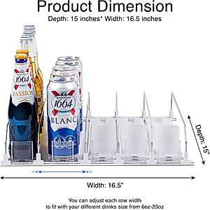 Drink Organizer for Fridge, Self-Pushing Soda Can Dispenser for Refrigerator, Pantry/Kitchen Organizer with Width Adjustable Smart Beverage Pusher, 12oz to 20oz Holds up to 15 Cans (38cm/3Rows)