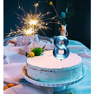 2.76 inch Blue 8 Birthday Candles,3D Number 8th Cake Topper for Birthday Decorations No 18 81 82 83 84 85 86 87 88 89