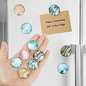 Skycase 10 Pack Refrigerator Magnets,Strong Magnetic Glass Fridge Sticker,Round Fridge Magnets Decoration for Home,Office,School,1.2 inch-Marble Crystal