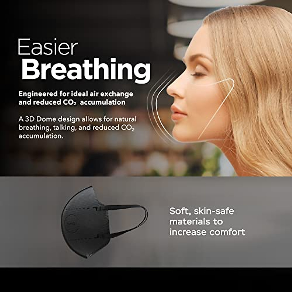 AIRPOP KN95 Face Masks Pocket 4 Pack, Reusable Washable Face Coverings, Contoured Fit, Lightweight Design, Adults/Kids Face Masks for Repeated Wear - Black