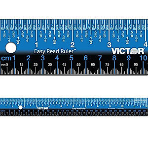 Victor Easy Read Stainless Steel Ruler, Standard/Metric, 12".5 Long, Blue