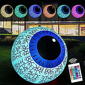 Halloween Decorations 24 inch Halloween Inflatable Ghost Eyeball with Built-in Battery Powered RGB LED Light Suitable for Indoor Outdoor Yard Party Halloween Decor with Remote Controller