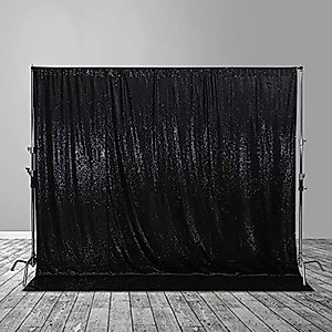 Juya Delight 6FT X 8FT Non-Transparent Sequin Photography Background Backdrop Curtain for Birthday Party Wedding Festival Ceremony (Black)