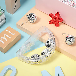 12 Pieces Light Up Tambourine LED Flashing Tambourine Musical Flashing Tambourine Handheld Percussion Instrument Glow Tambourines for Adults Wedding Party Toys(White)