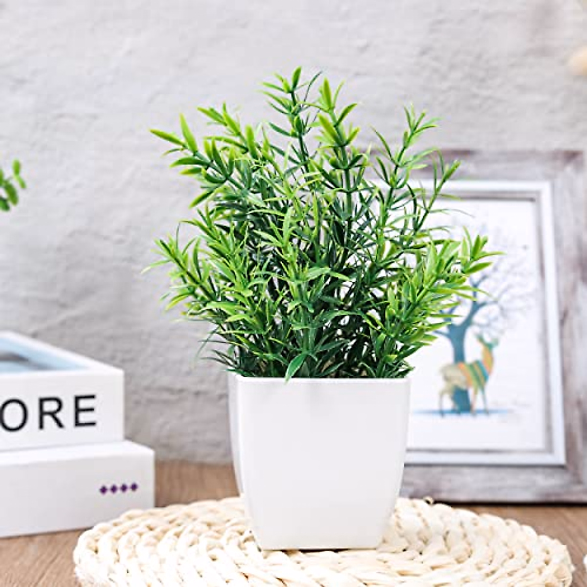 ZJIA 2 Packs Fake Plants Small Artificial Greenery Faux Plants Indoor for Home Farmhouse Bathroom Shelf Decor