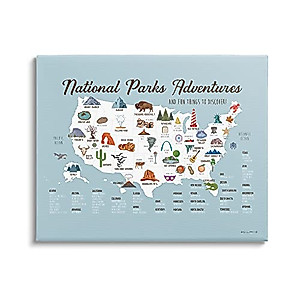 Stupell Industries National Parks Adventures USA Map Canvas Wall Art, Design by Stephanie Workman Marrott