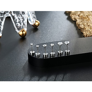 LYLYMIMI Surgical Steel Hypoallergenic Flat Back Stud Earrings for Women Screw Back Ear Piercing Earring