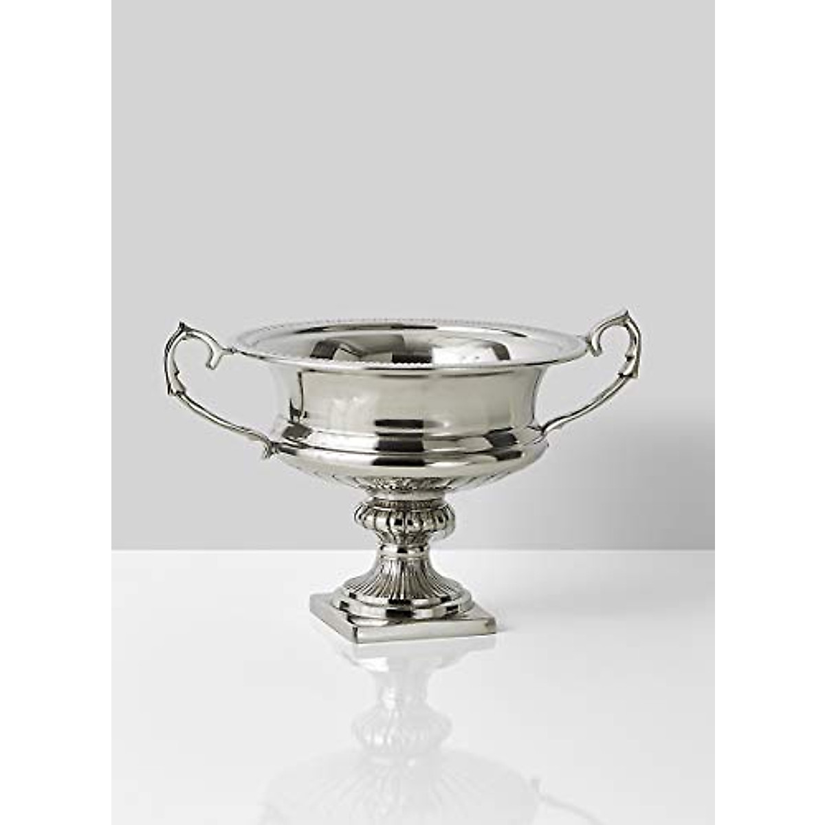 Serene Spaces Living Silver-Plated Trophy Flower Urn, Use for Home Decor, Event Centerpieces, Wedding, Parties, Floral Arrangements, Medium 10" Diameter