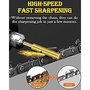 Shitime 45 Pcs Diamond Chainsaw Sharpener 1/8" Shank, High Hardness Burr Grinding Stone Chainsaw Sharpening Kit for Chain Saw Stone Jewelry Wood (5/32'', 3/16'', 7/32'')