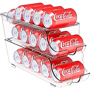 Simple Houseware 2-Pack Front-Loading Beverage Soda Can Organizer Dispenser, Clear