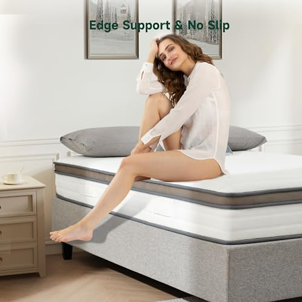 Z-hom Full Mattress Bed in a Box, 10 Inch Cooling Memory Foam Spring Mattress Full Size, Hybrid Innerspring Mattress Full, Medium Soft Full Mattresses for Silent Sleep, White