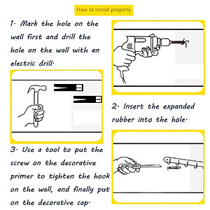 Gourmet Kitchen Utensil Rack with 6 Hooks, Wall Mounted Rail Wrought Iron Hanging Utensil Holder Rack with Removable S Hooks 16 Inch (Black-6 Hooks)