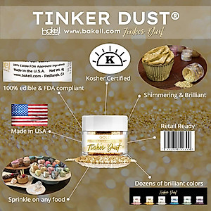 Bakell Tinker Dust - White Pearl (5g 1x Jar) | Edible Glitter for Cakes, Cupcakes, Cake Pops, Drinks