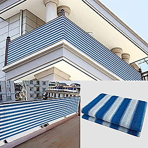 ALBN Balcony Privacy Screen Cover, Fits Apartment Railings, Patio Decking, HDPE Breathable UV Protection with Cable Ties, Height 75cm/90cm (Color : Blue-White, Size : 75x400cm)