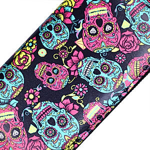 Laimi Duo Women's Skull Wallet Floral Leather RFID Blocking Purse Clutch Multi Card Case Phone Holder for Ladies