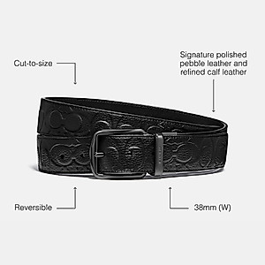 Coach 38 Mm Cts Harness Signature Leather, Black, One Size