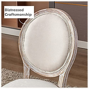 COLAMY French Country Style Dining Chairs Set of 2, Upholstered Tufted Vintage Farmhouse Dining Room Chairs for Living Room, Kitchen, Restaurant, Cafe - Light Beige