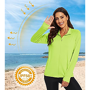 MAGCOMSEN Women's Lightweight Workout Jackets UV Protection Jacket Long Sleeve Shirts Running Fishing Hiking Shirts Fluorescent Yellow XL